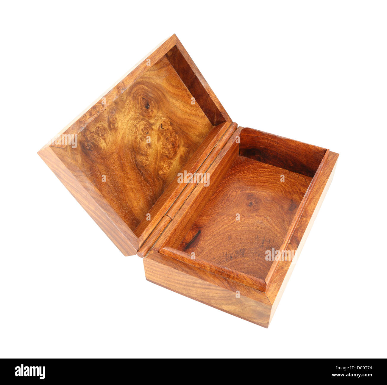 open wooden box (Myanmar style) on white background (with clipping path ...