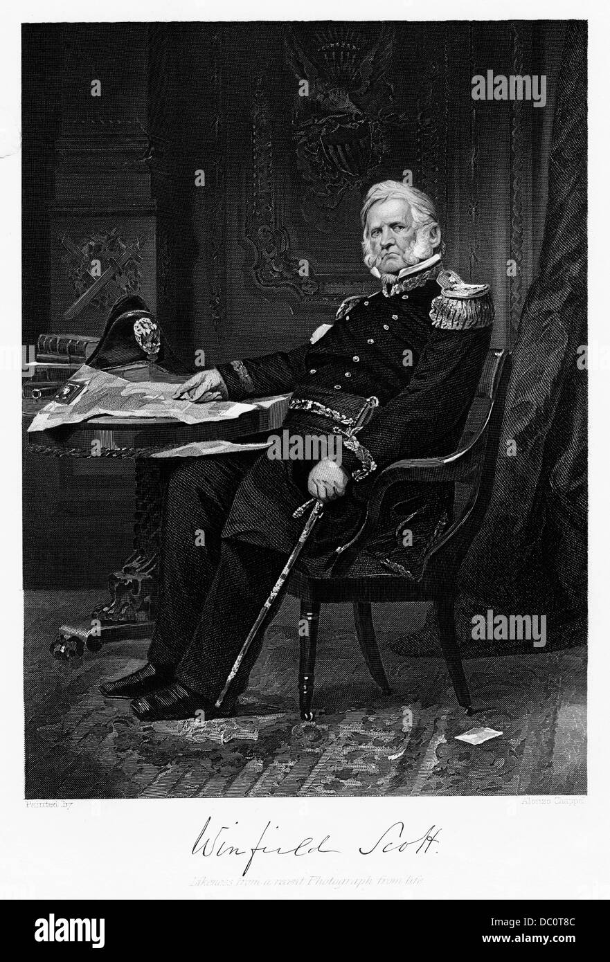 1860s LIEUTENANT GENERAL WINFIELD SCOTT SEATED WEARING FULL MILITARY REGALIA CONSULTANT TO ...