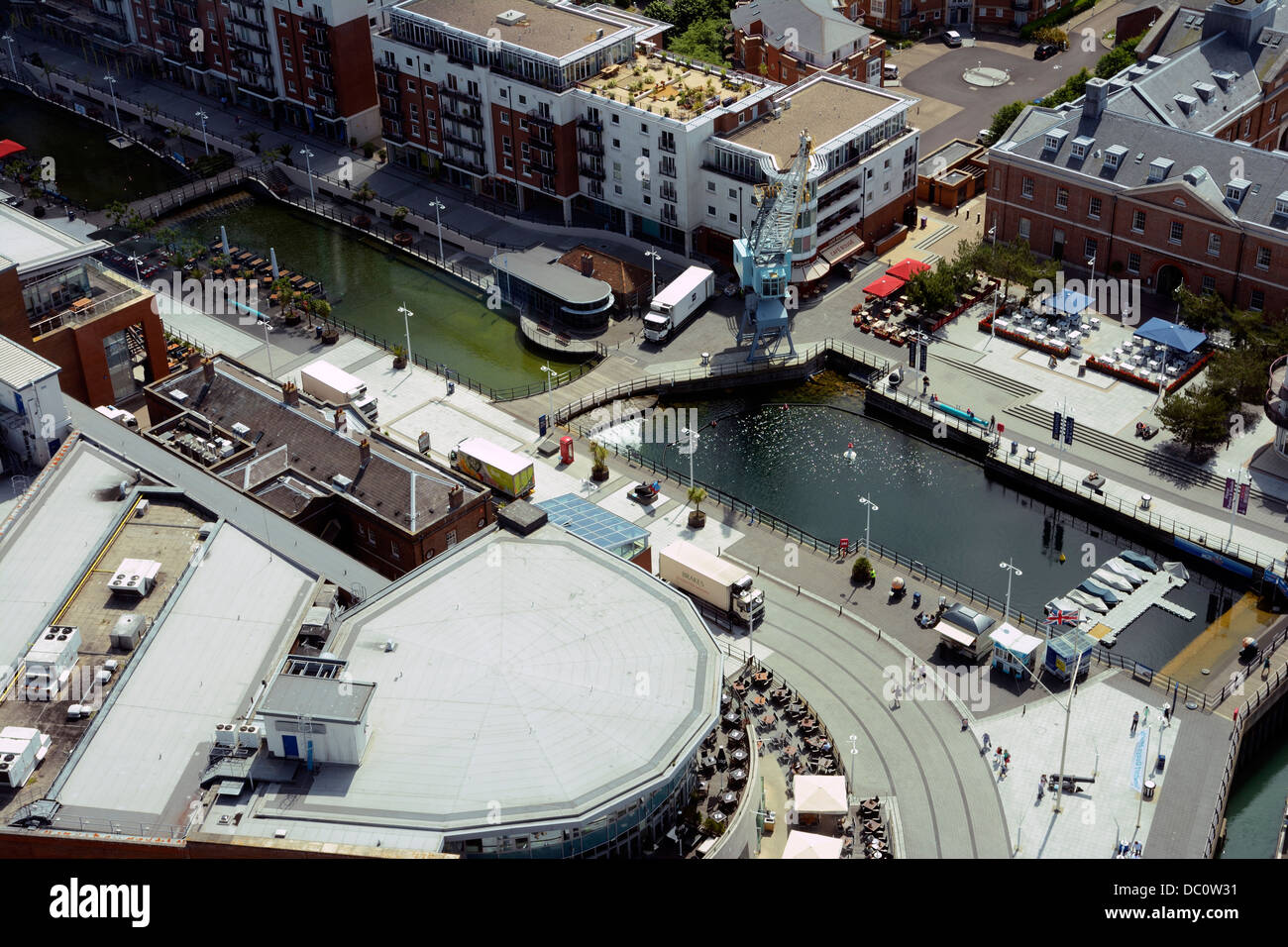 An aerial view of diners / visitors to Gunwharf Quays by the Historic ...