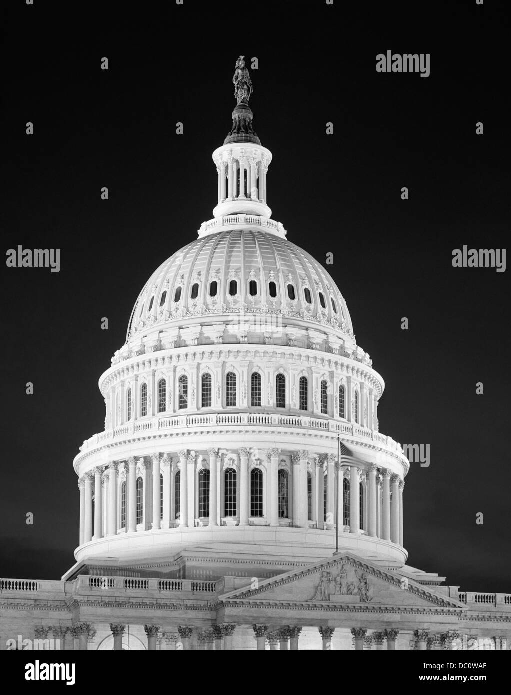 1950s 1960s DOME OF THE CAPITOL BUILDING AT NIGHT WASHINGTON DC USA ...