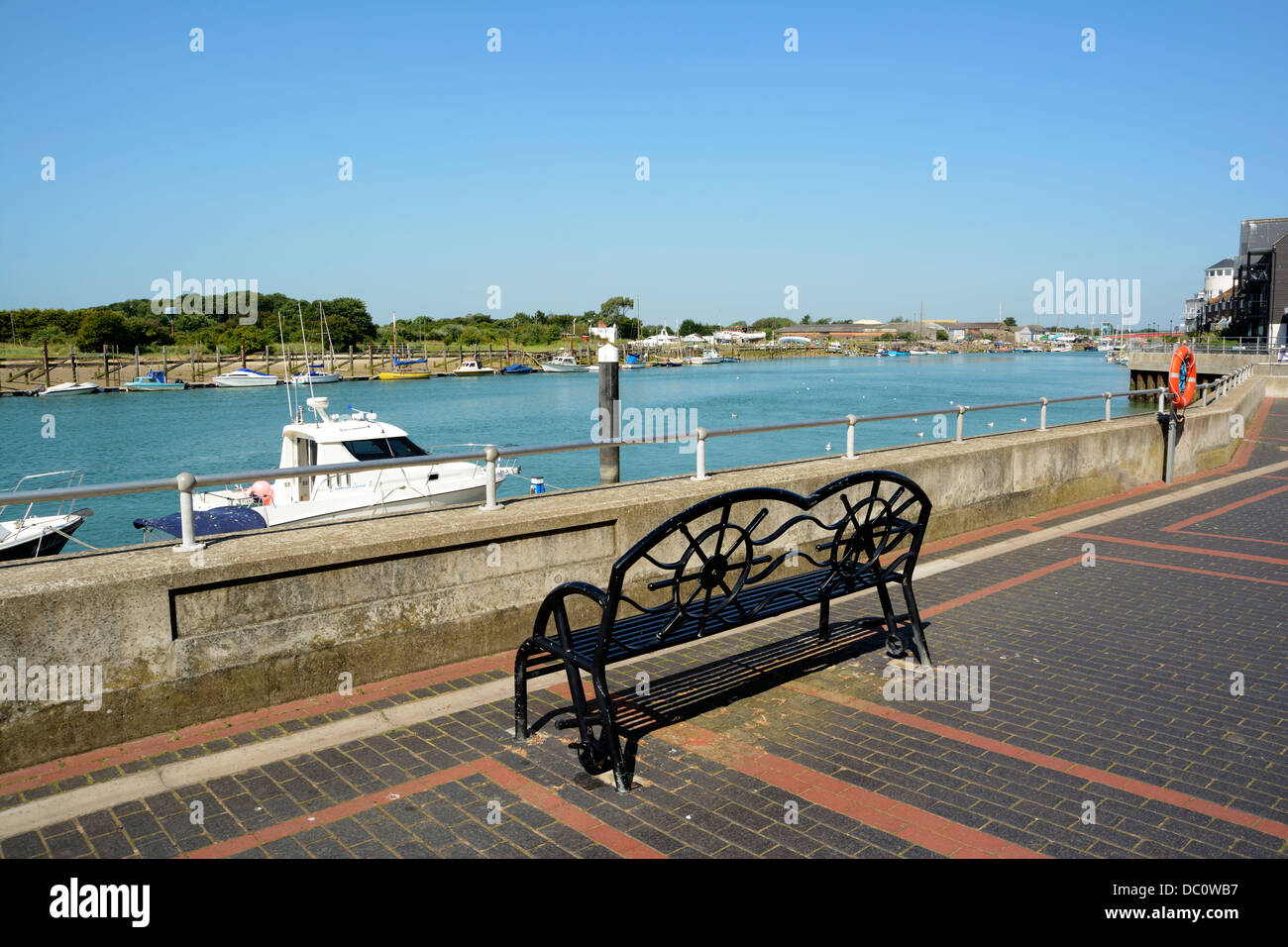 The River Arun and footpath at Littlehampton in West Sussex on the ...