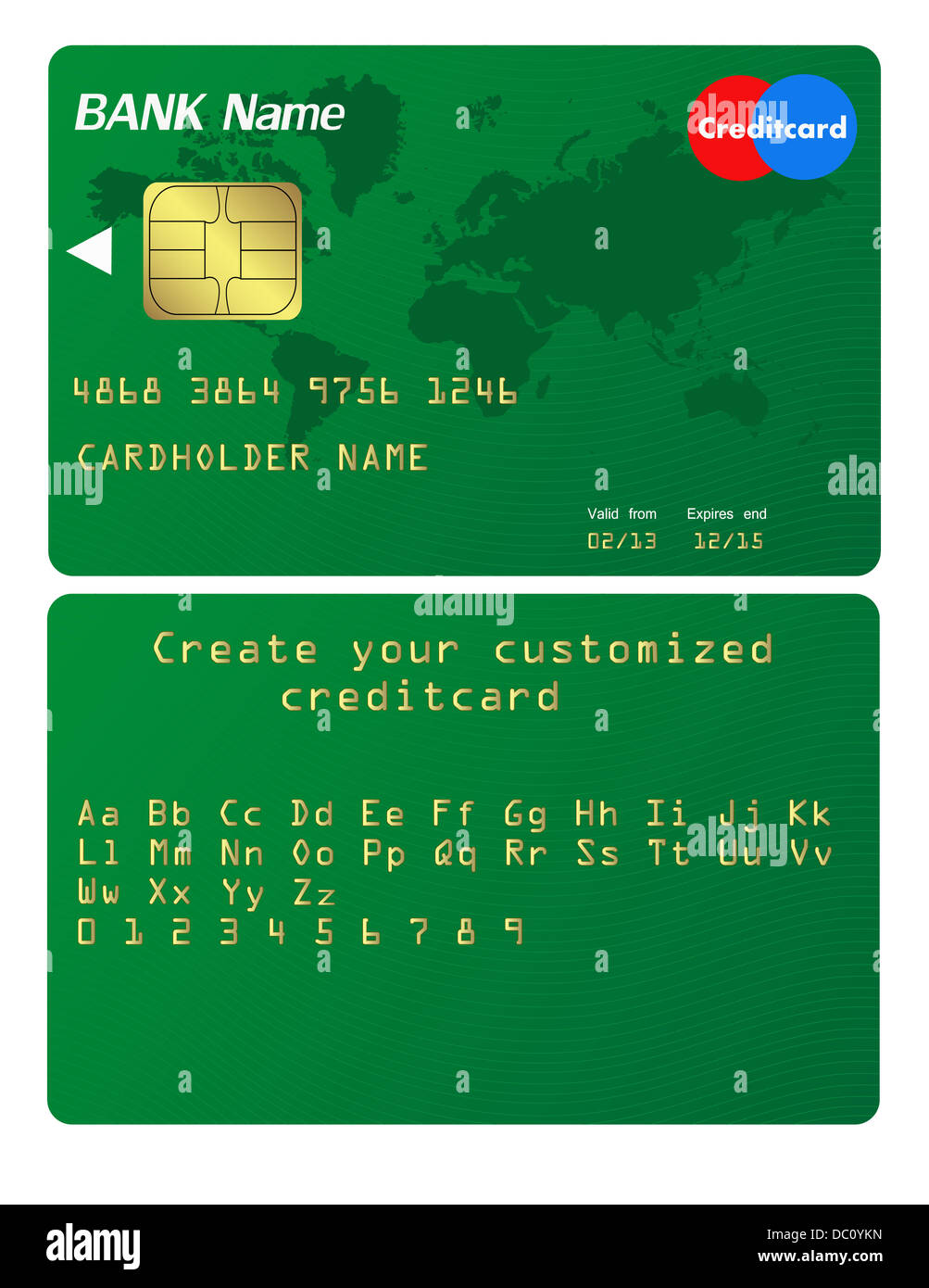 Credit card Illustration. Alphabet included to customize your card ...