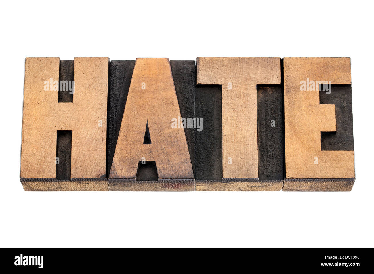 hate word - isolated text in vintage letterpress wood type Stock Photo ...
