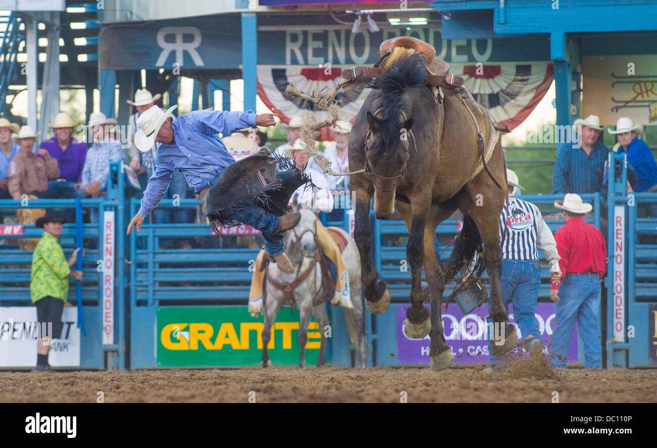 Cowboy Participant in a Bucking Horse Competition at the Reno Rodeo ...