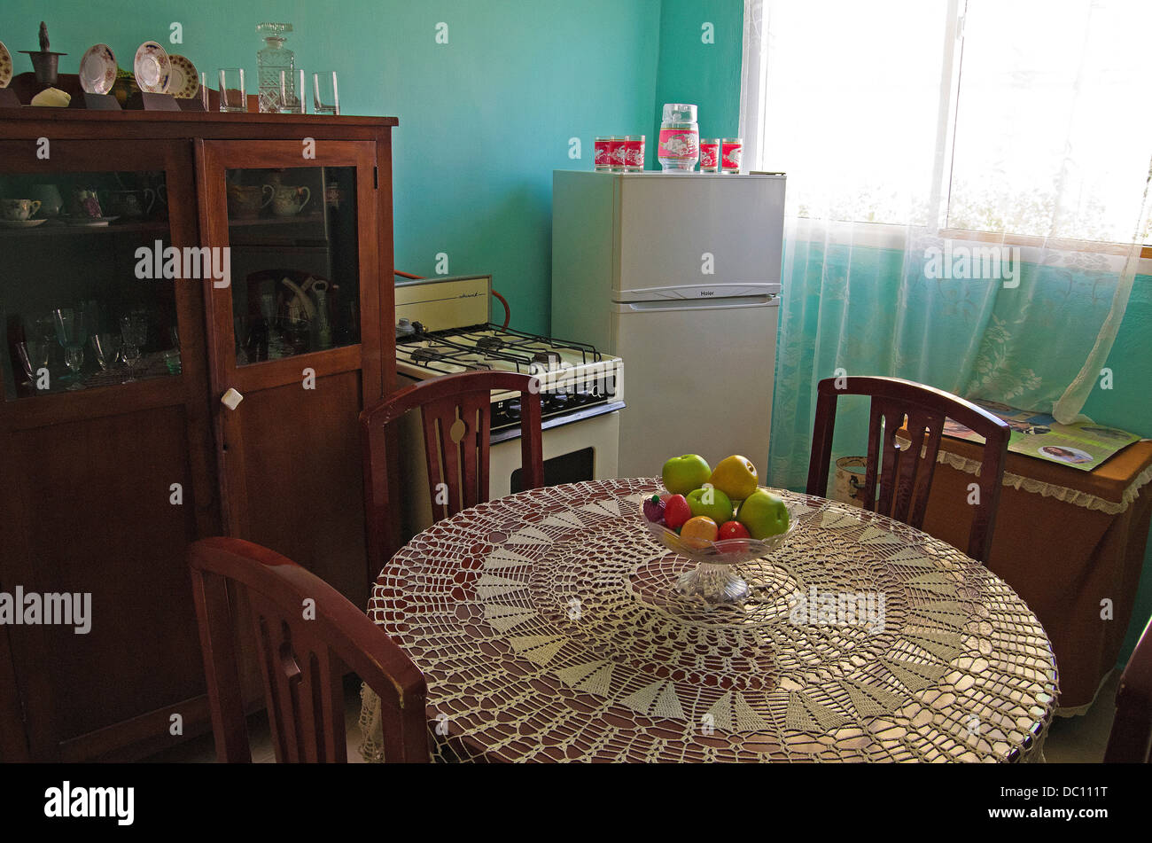 Kitchen in new Soviet-style pre-fabricated concrete apartment blocks in ...