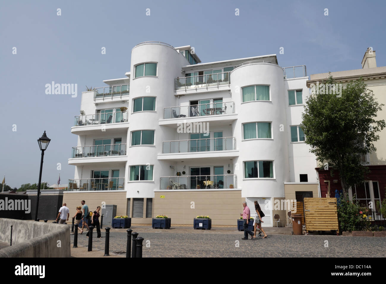 Modern residential apartment building in Cardiff Bay, Wales UK, stylish ...