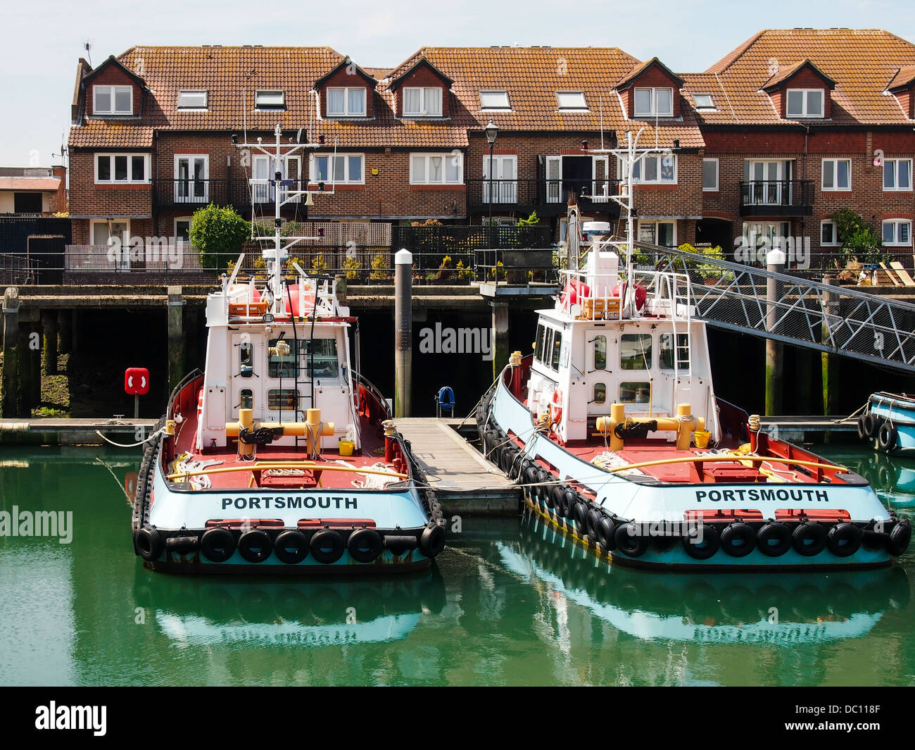 Two tugs berthed at Camber Docks in old Portsmouth Hampshire Stock ...