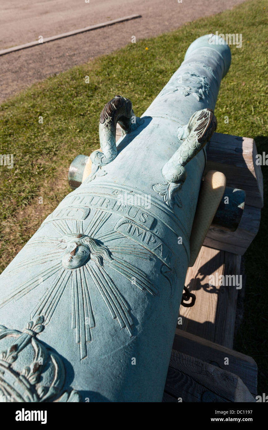 A French imperial Cannon. A well weathered brass cannon on display at ...