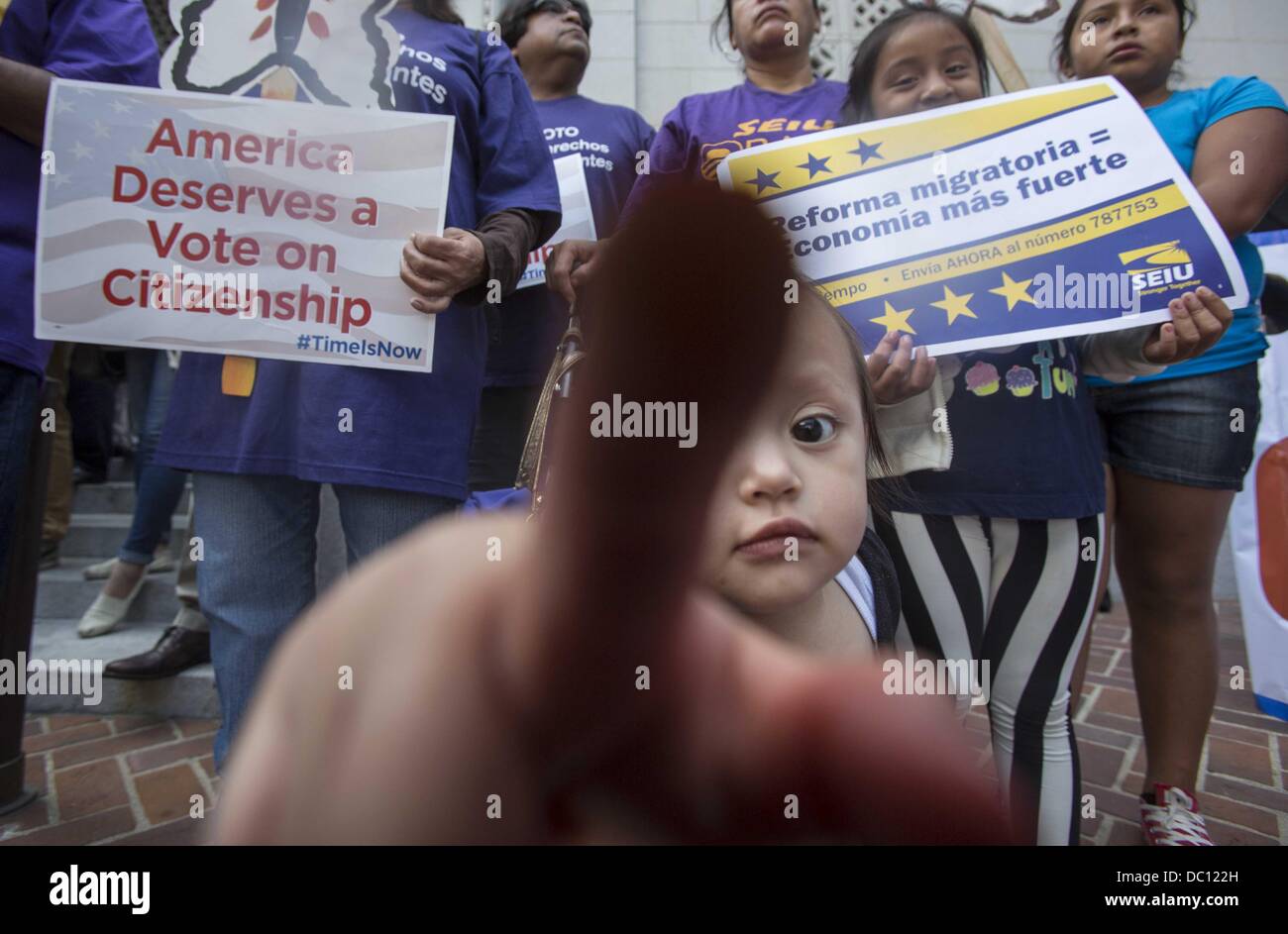 Los Angeles, California, USA. 6th Aug, 2013. Immigrant rights activists ...