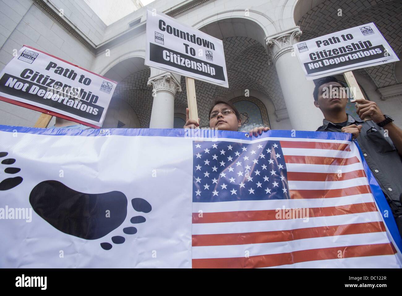 Los Angeles, California, USA. 6th Aug, 2013. Immigrant rights activists ...
