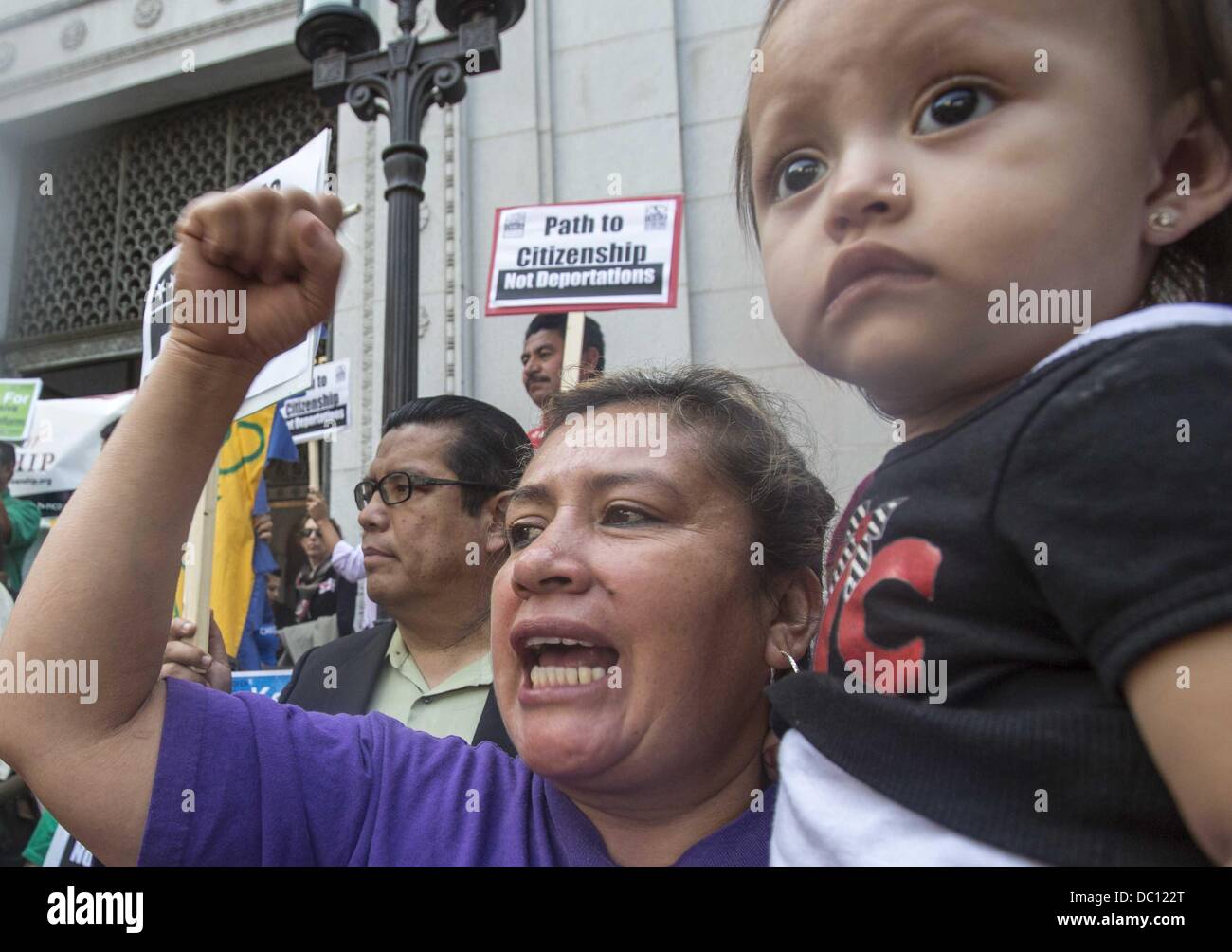 Los Angeles, California, USA. 6th Aug, 2013. Immigrant rights activists ...