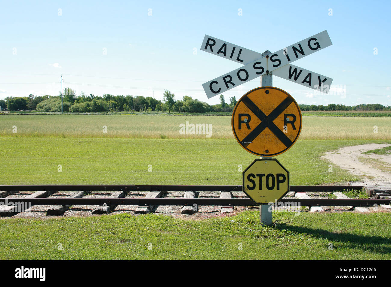 Railroad Crossing Sign Next Railroad Stock Photos & Railroad Crossing ...