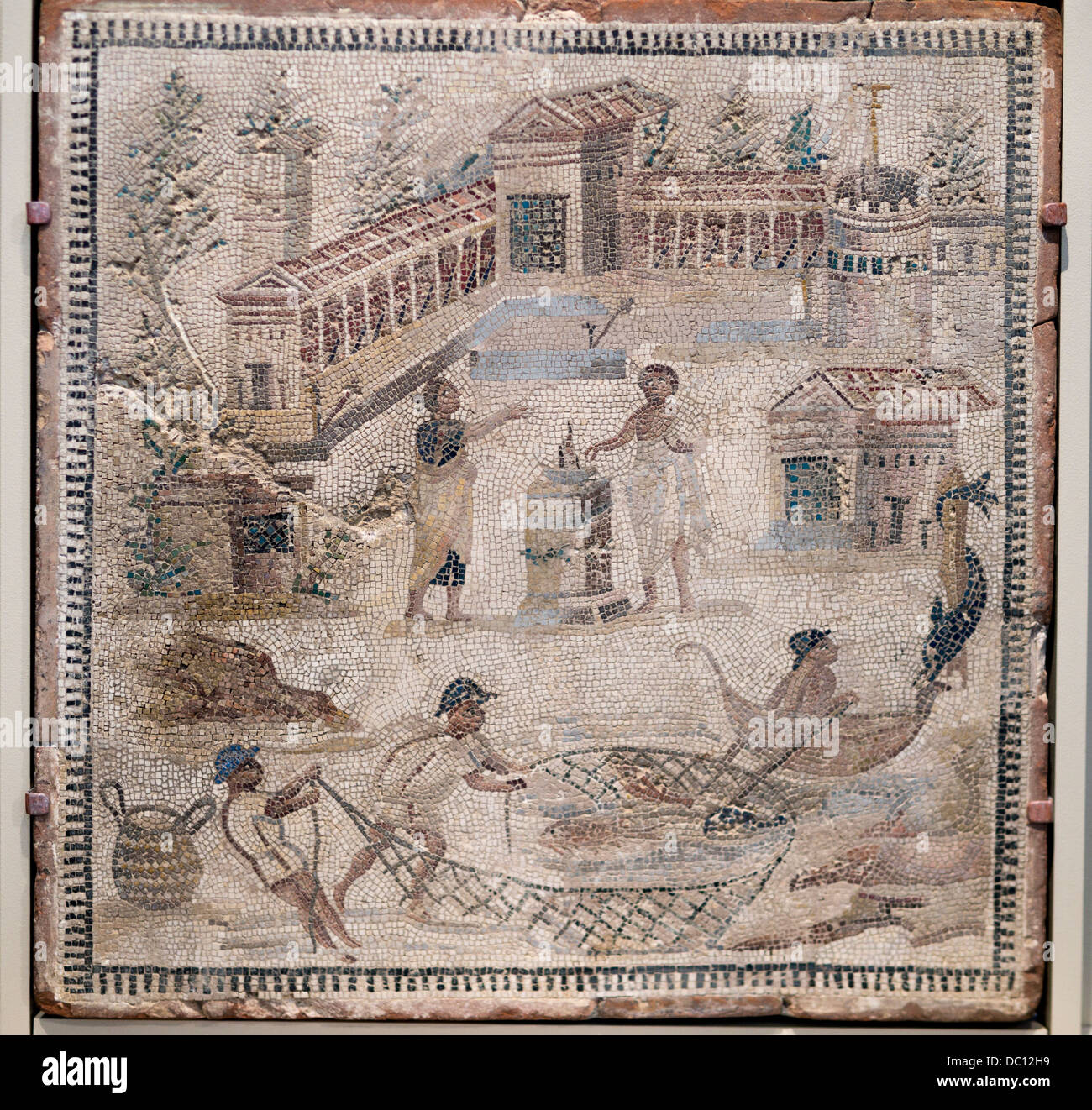 Roman Mosaic floor from Ostia, Italy. Mosaic with a man and a woman ...