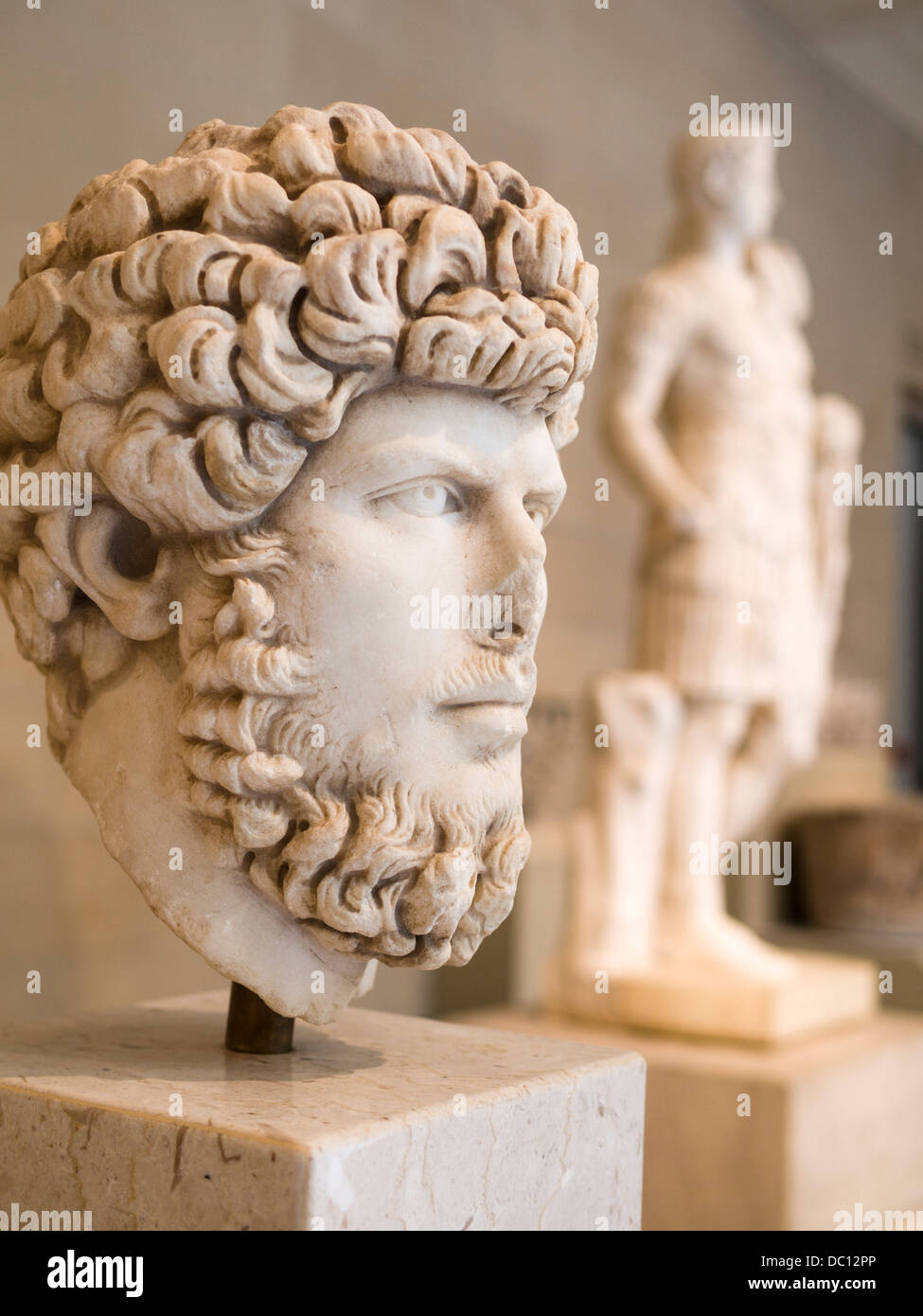 Side view of a Portrait Bust of Roman Emperor Lucius Verus. In the ...