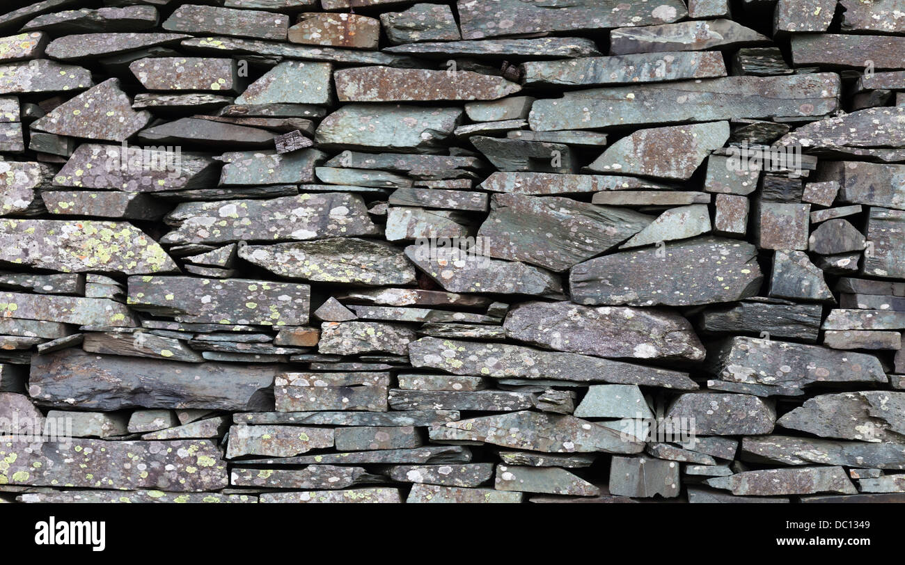 Hand built Slate Wall - Lake District, England Stock Photo - Alamy