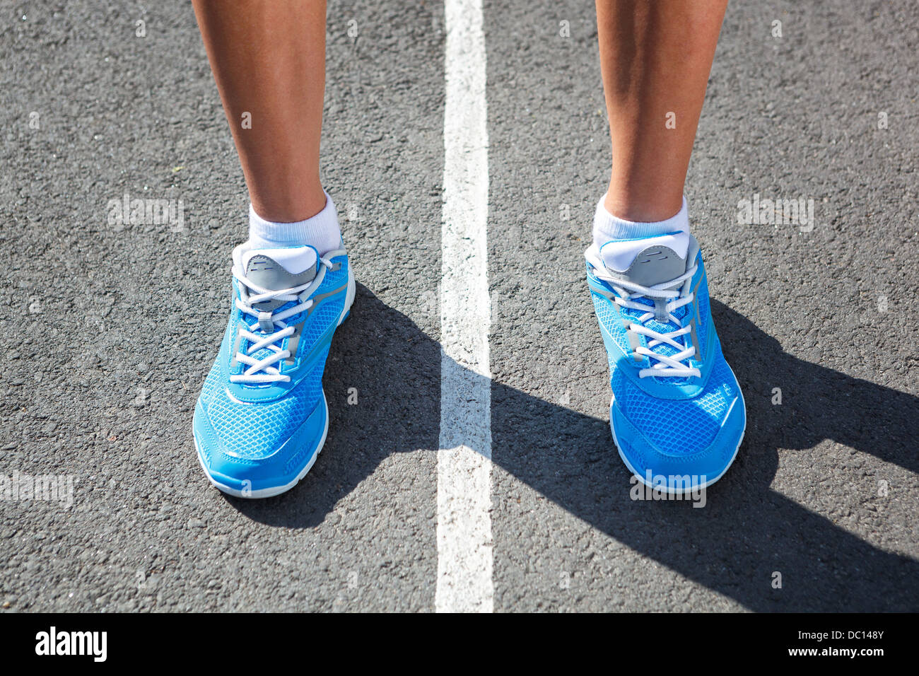 Runner Feet Running on Stadium Closeup -outdoor shot Stock Photo - Alamy