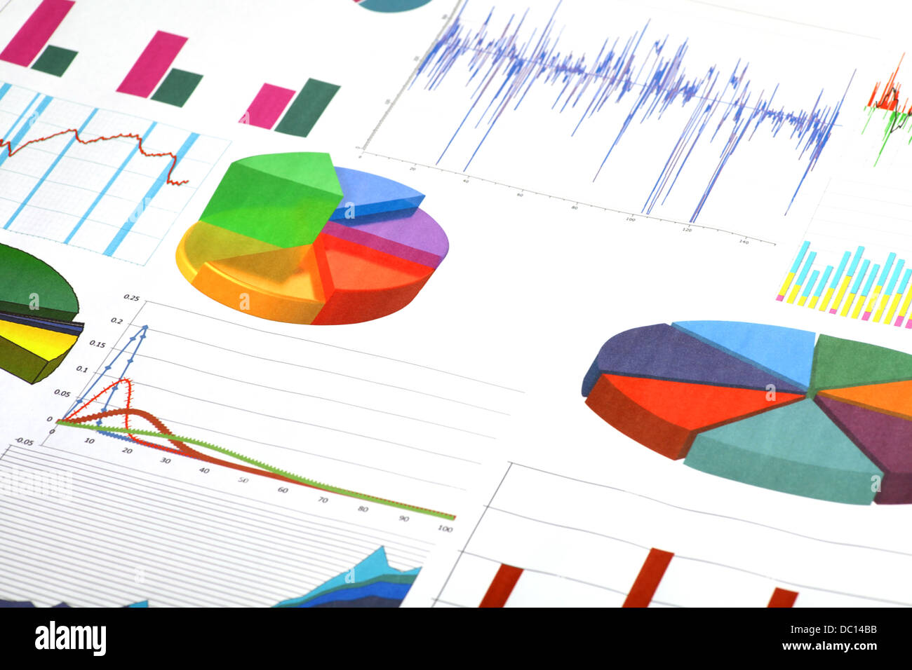 Detail on some graphic charts printed on paper Stock Photo - Alamy