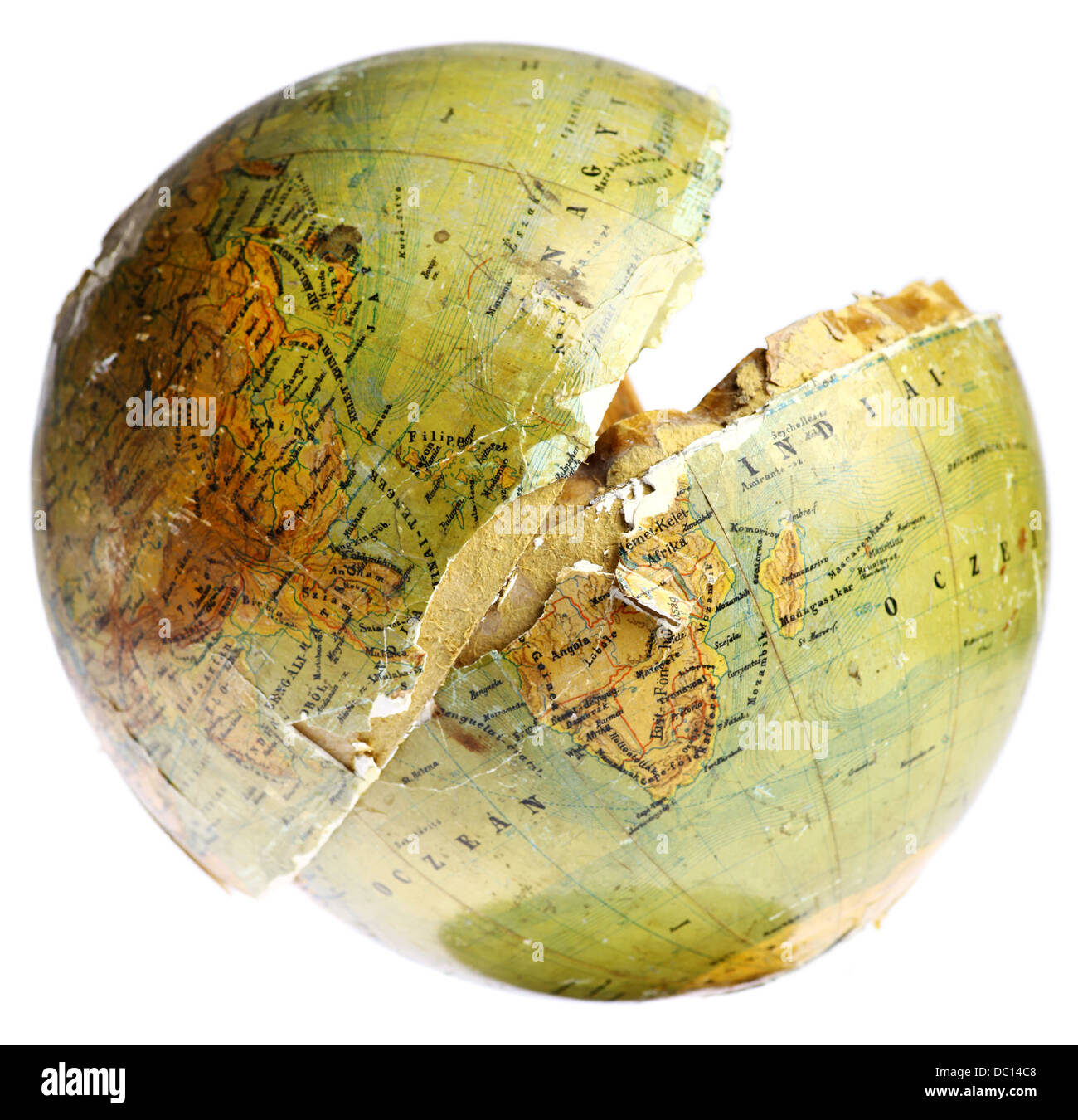 A broken vintage globe, illustration for a damaged planet Stock Photo ...