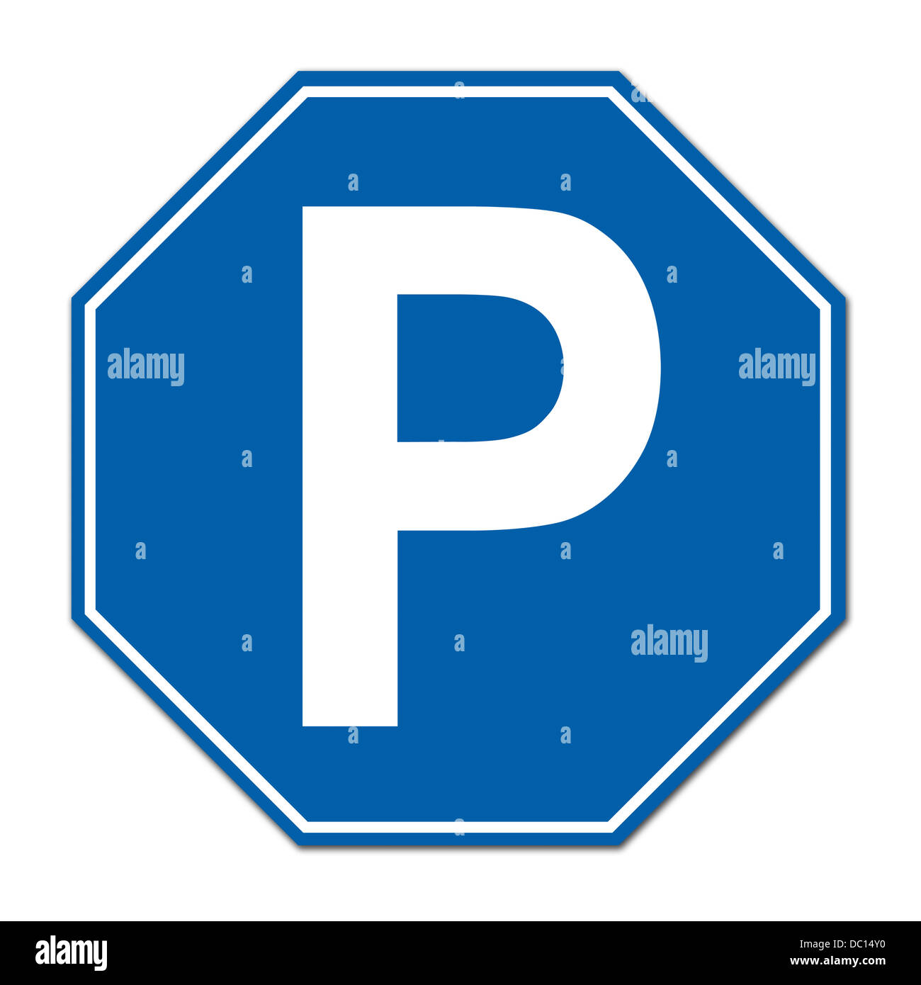hexagon parking sign on white background Stock Photo - Alamy