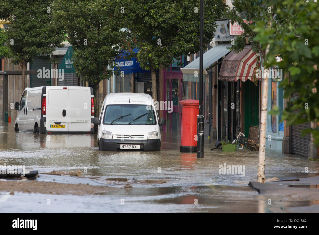 Herne Hill, South London SE24 7th August 2013: A burst water main ...