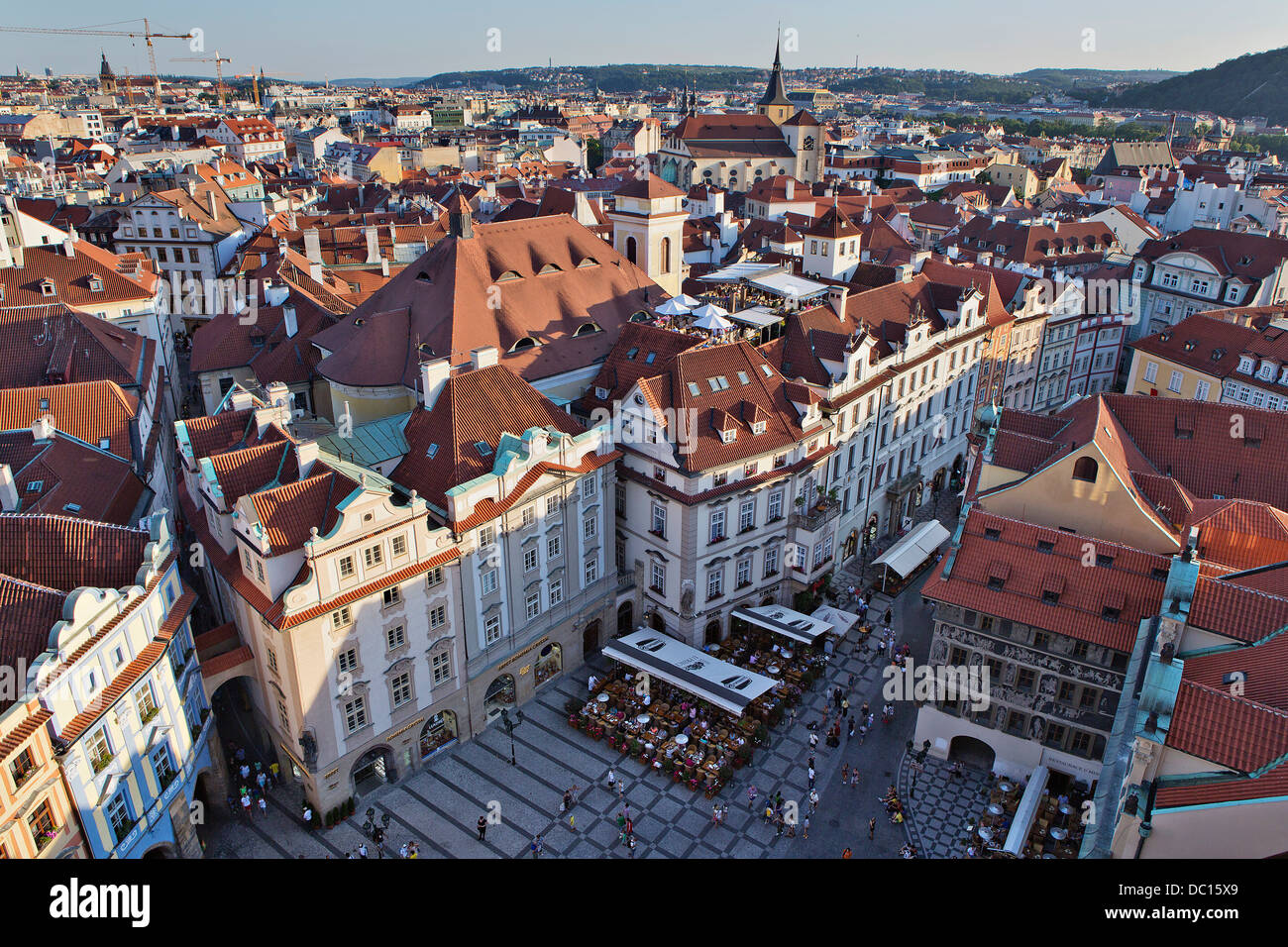 Prague, Old Town Square, roofs, tourists Stock Photo - Alamy