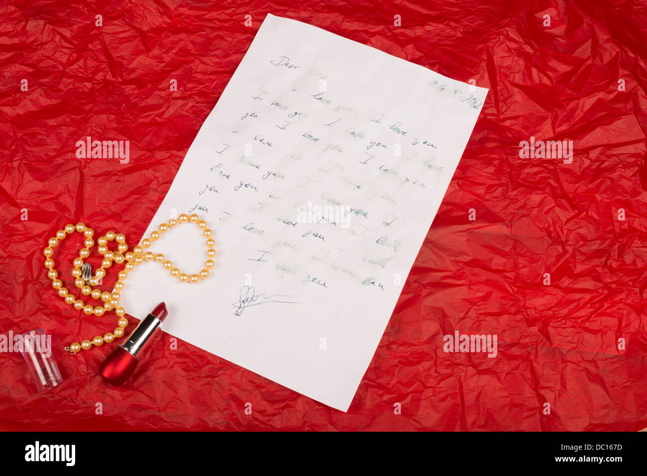 A love letter on a red background, a romantic still life Stock Photo ...