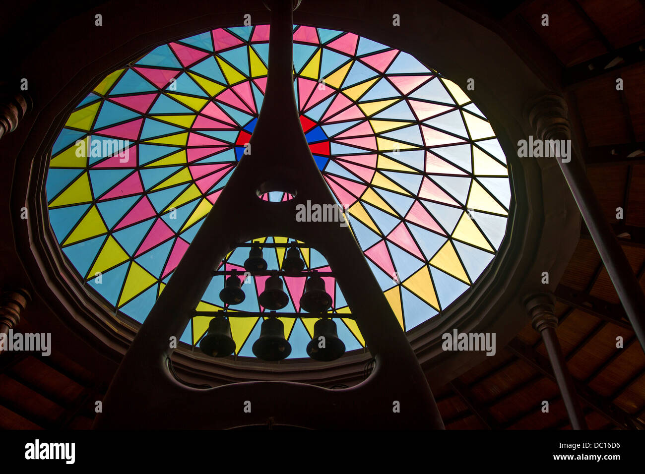 Grand Hotel Lobby with Stained Glass Ceiling Stock Photo - Alamy