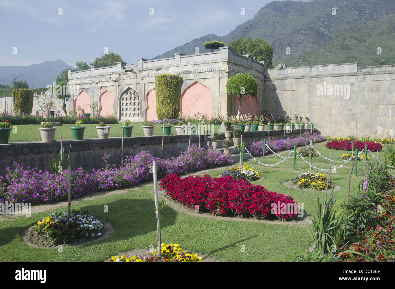 View of Nishat bagh or garden, Srinagar, Jammu & Kashmir, India Stock ...