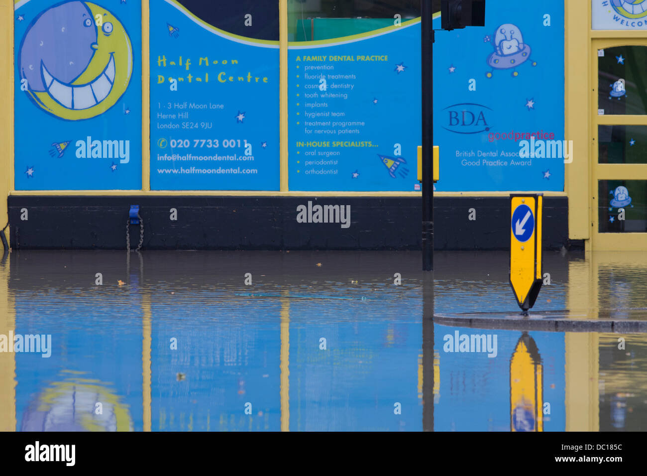 Herne Hill, South London SE24 7th August 2013: A burst water main ...