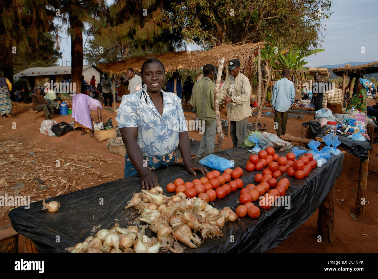 Malawi Rumphi District 24 August 2009: Jesica Mhango from COWFA Ntchena Chena village sells her ...