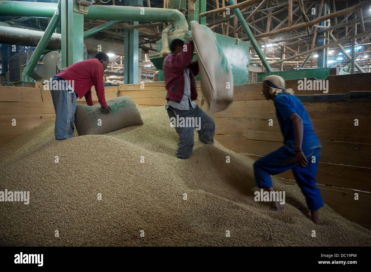 Ethiopia, Addis Ababa, Bagersh dry mill and warehouse. 12 January 2010 ...