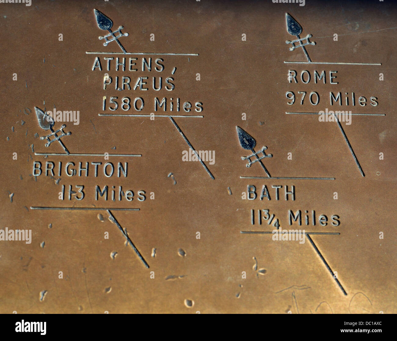 A sign pointing in the general direction on Athens, Brighton, Bath and ...