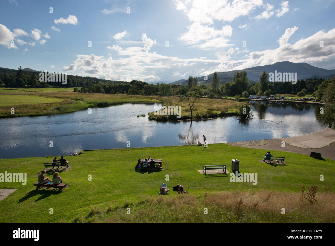 The River Teith running through Callander, in the Trossachs, Scotland ...