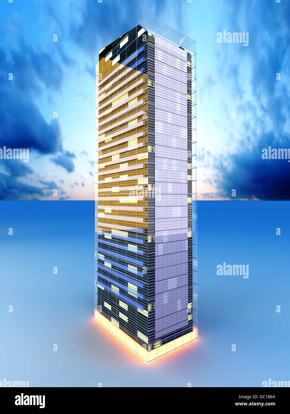 A contemporary skyscraper. 3D rendered Illustration Stock Photo - Alamy