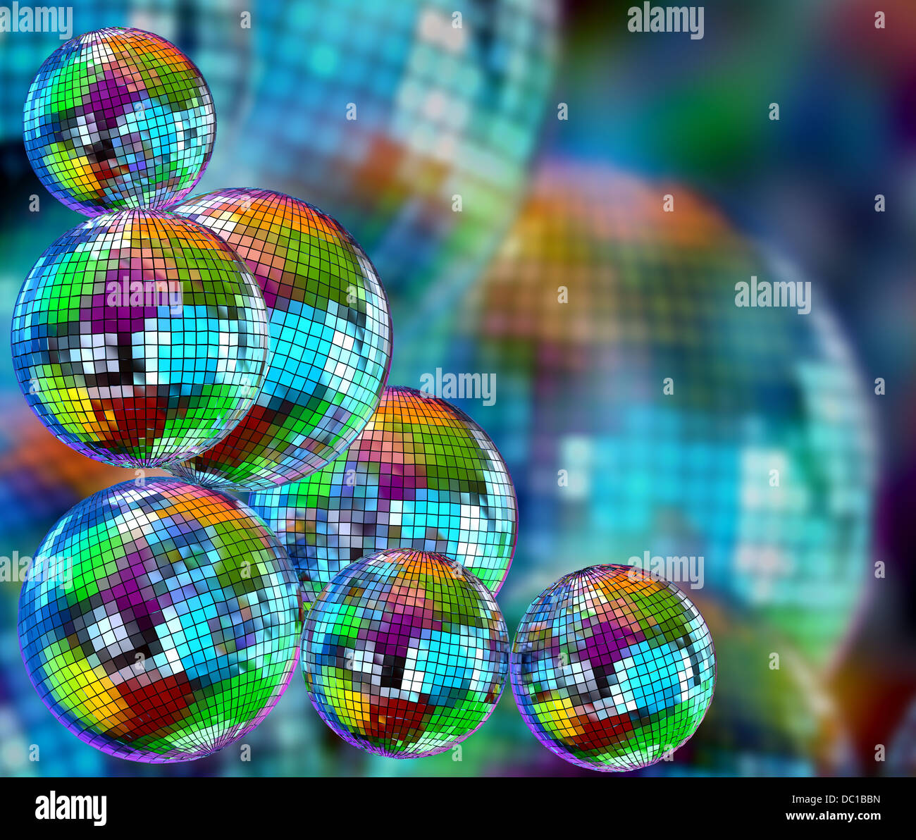 Colorful funky background with mirror disco balls Stock Photo - Alamy