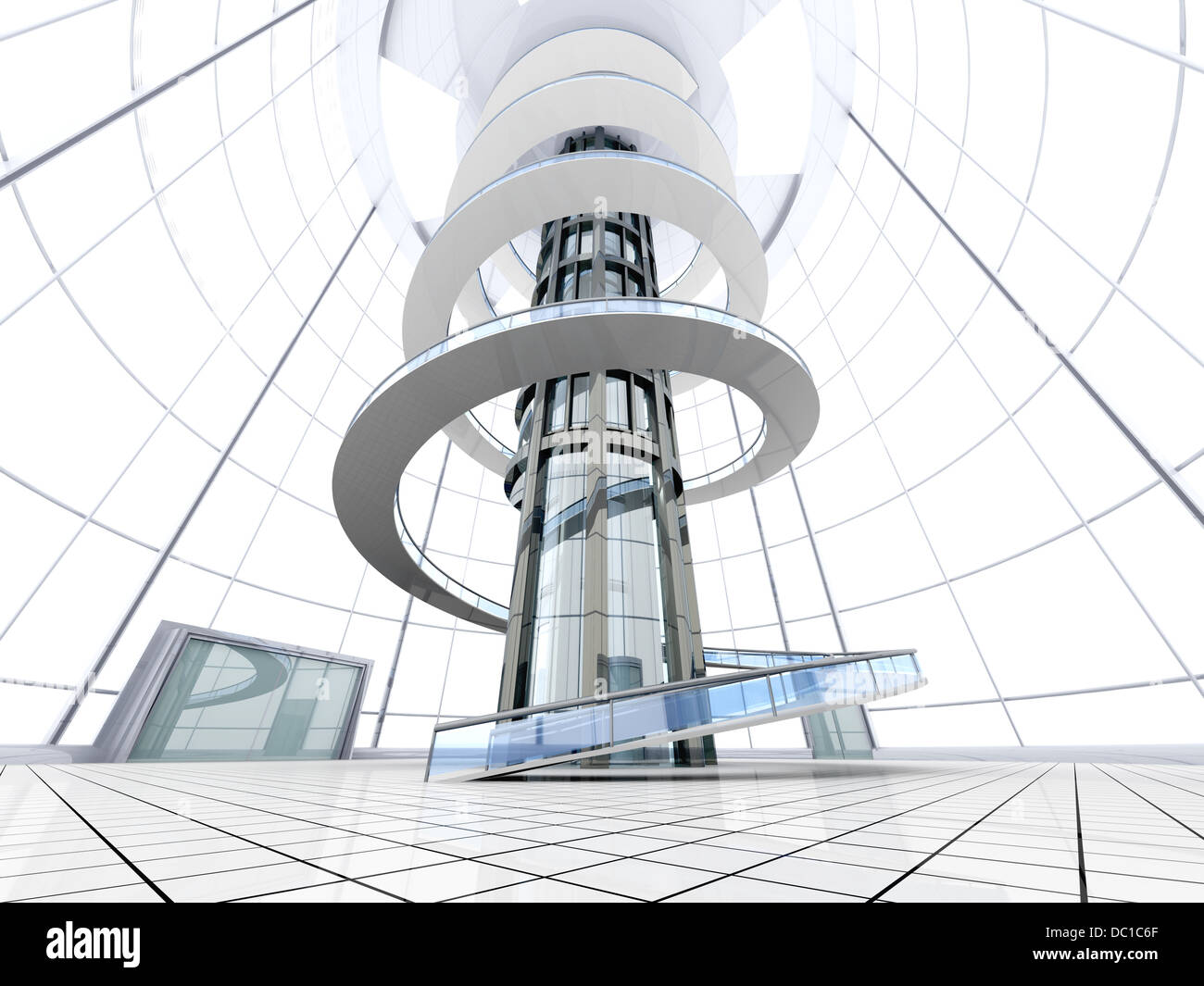 Science fiction architecture visualisation. 3D rendered illustration ...