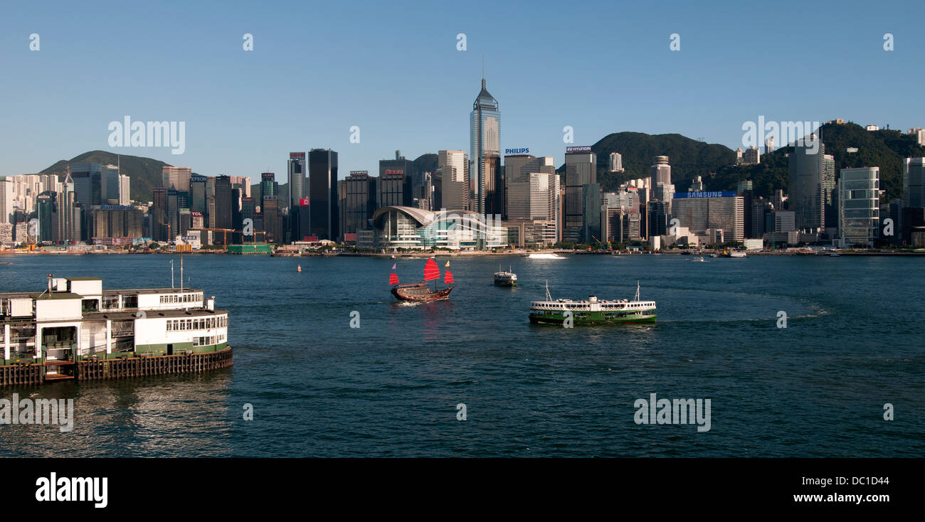 Star ferry terminal and Hong Kong financial district skyline, Victoria ...