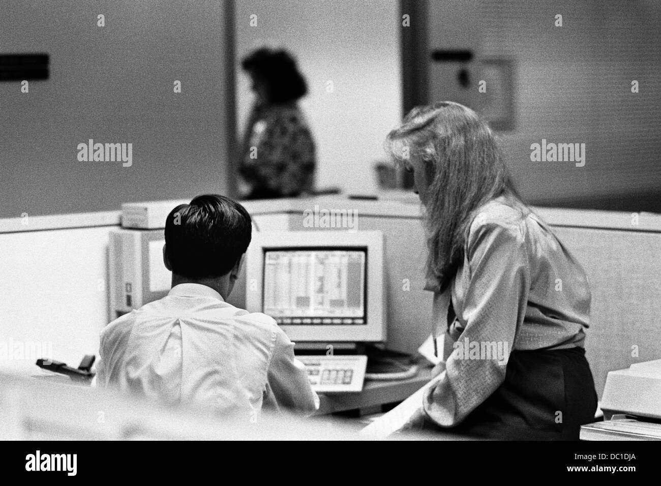 Woman work computer rear view Black and White Stock Photos & Images - Alamy