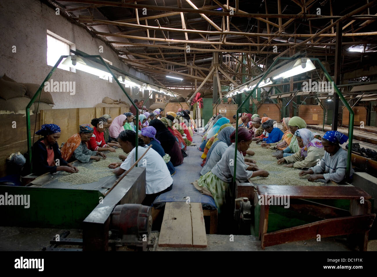 Ethiopia, Addis Ababa, Bagersh dry mill and warehouse. 12 January 2010 ...