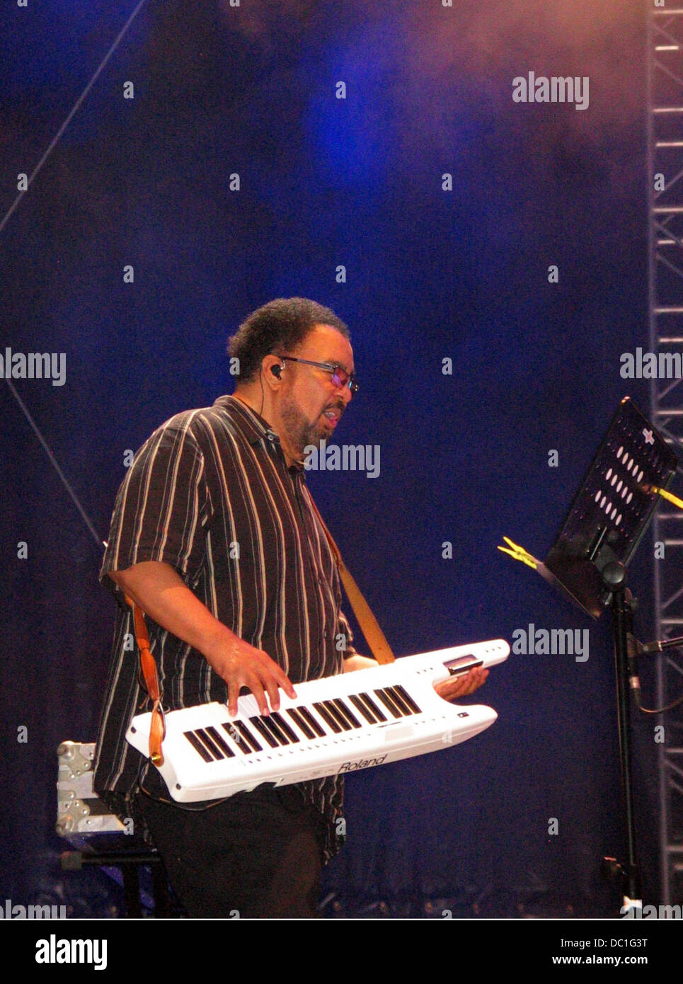 US Jazz keyboarder and producer George Duke performs on stage during a ...