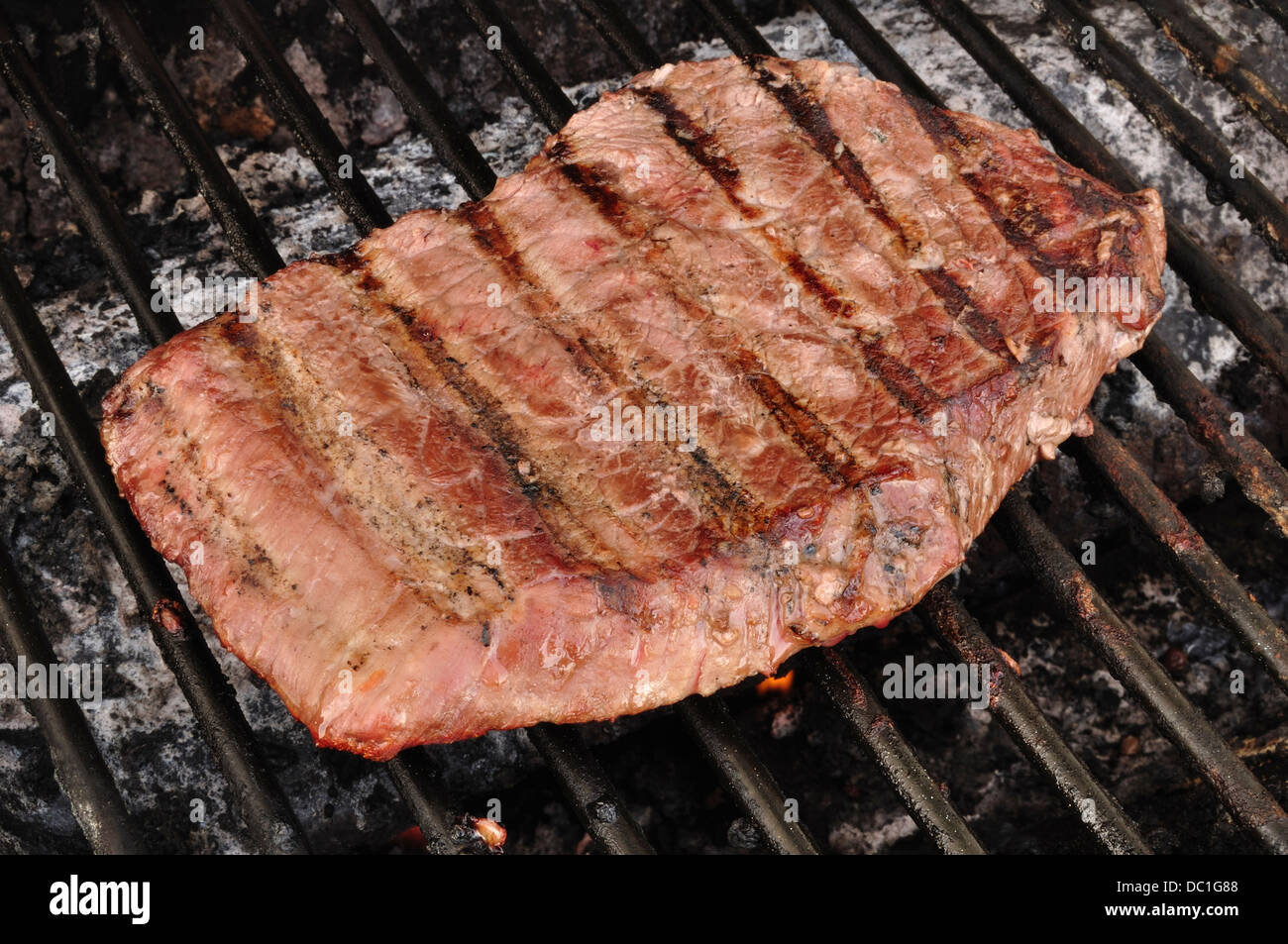 Beef Loin Top Sirloin Steak Cooking on the Grill Stock Photo - Alamy