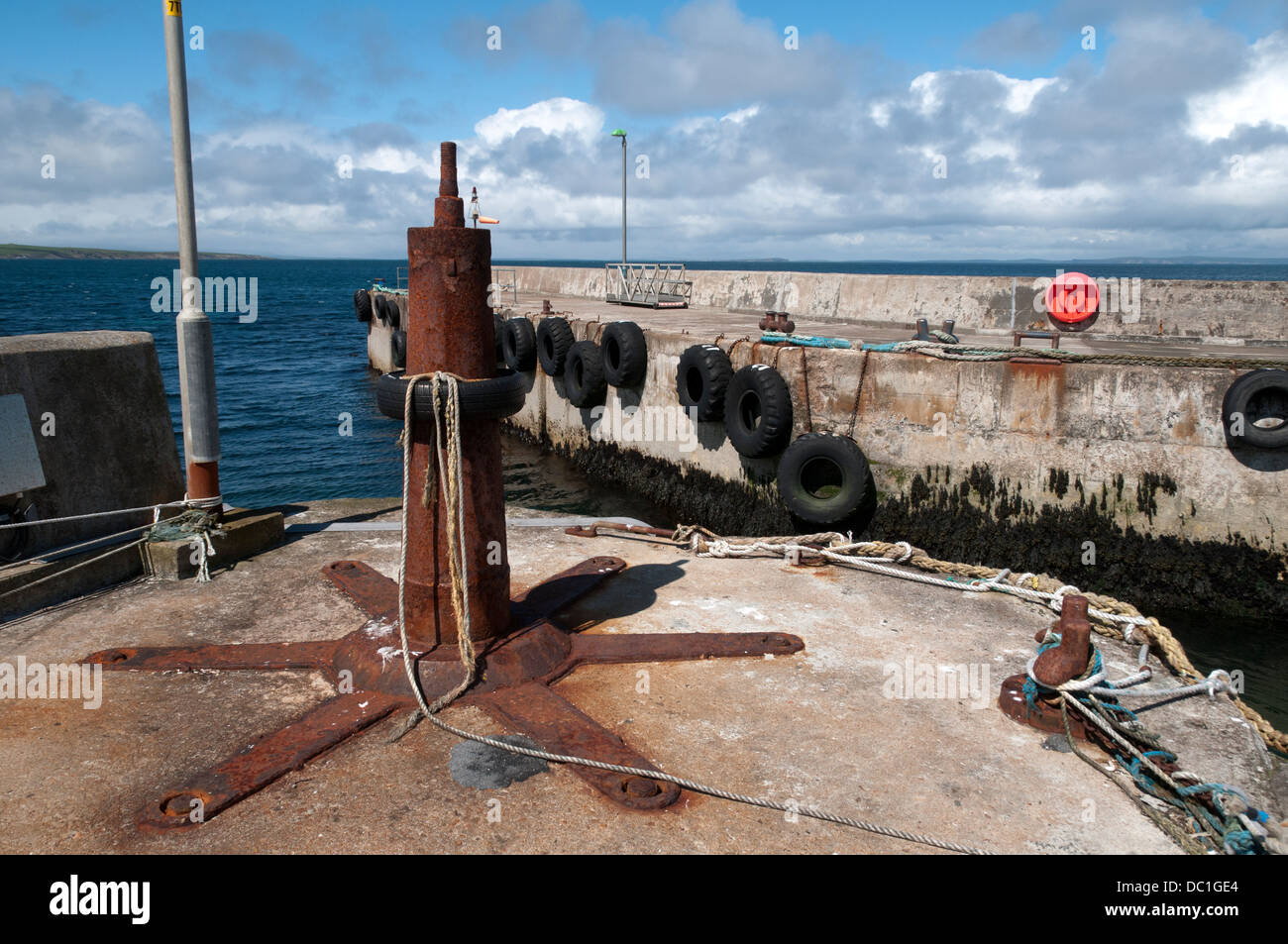 Remains of an old capstan on the harbour wall at John o'Groats ...