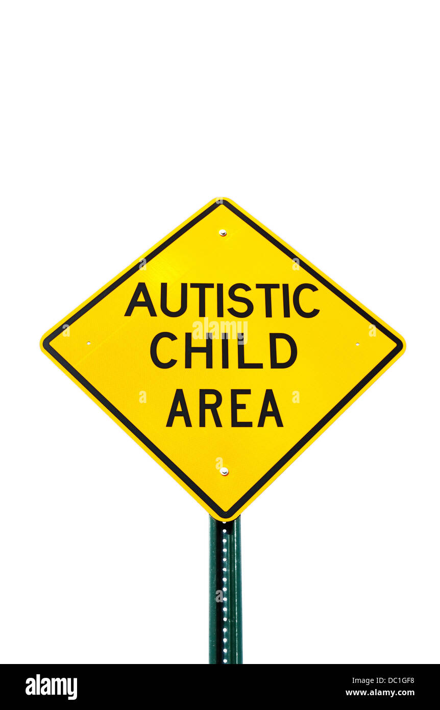 Autistic child area sign cut out on white background Stock Photo - Alamy