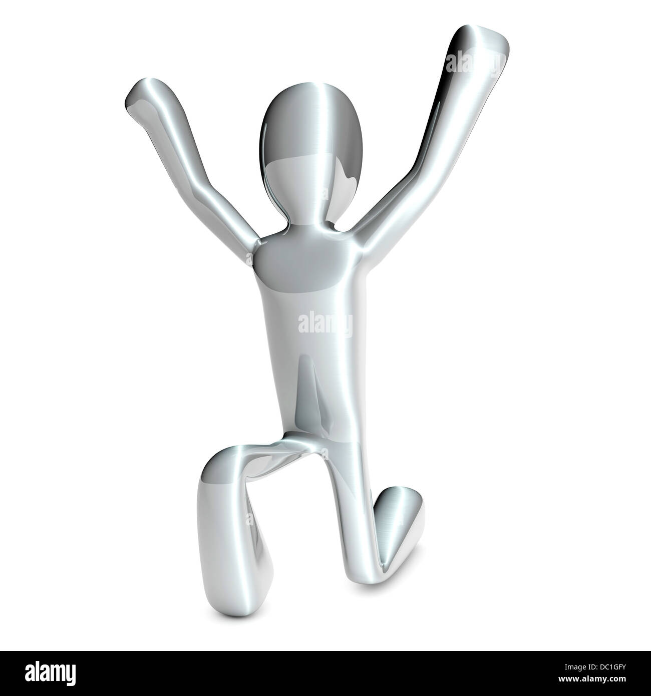 A winning cartoon figure. 3D rendered Illustration. Isolated on white ...