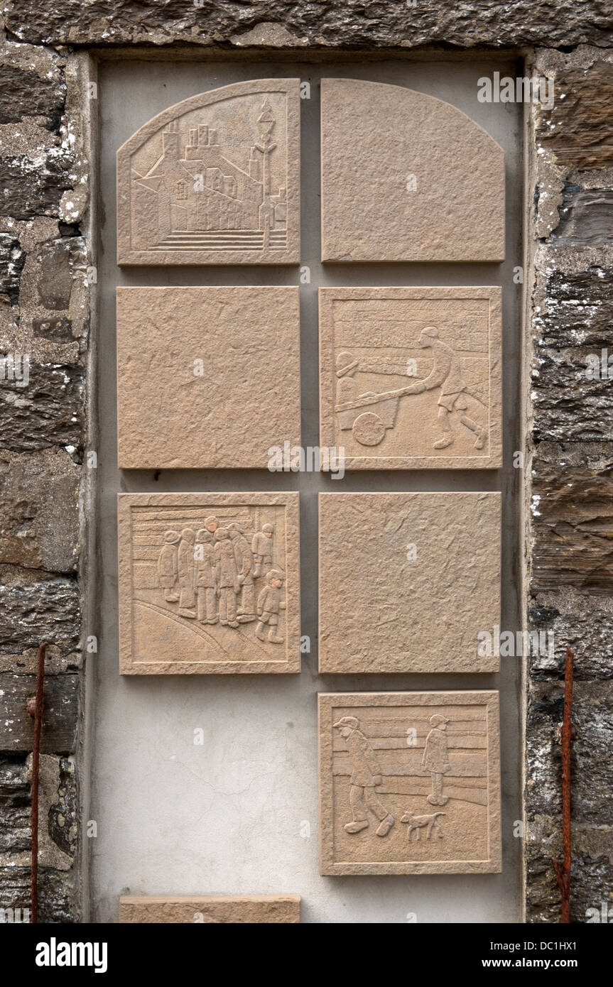 Stone panel artwork by the Black Steps, Pulteneytown, Wick, Caithness ...