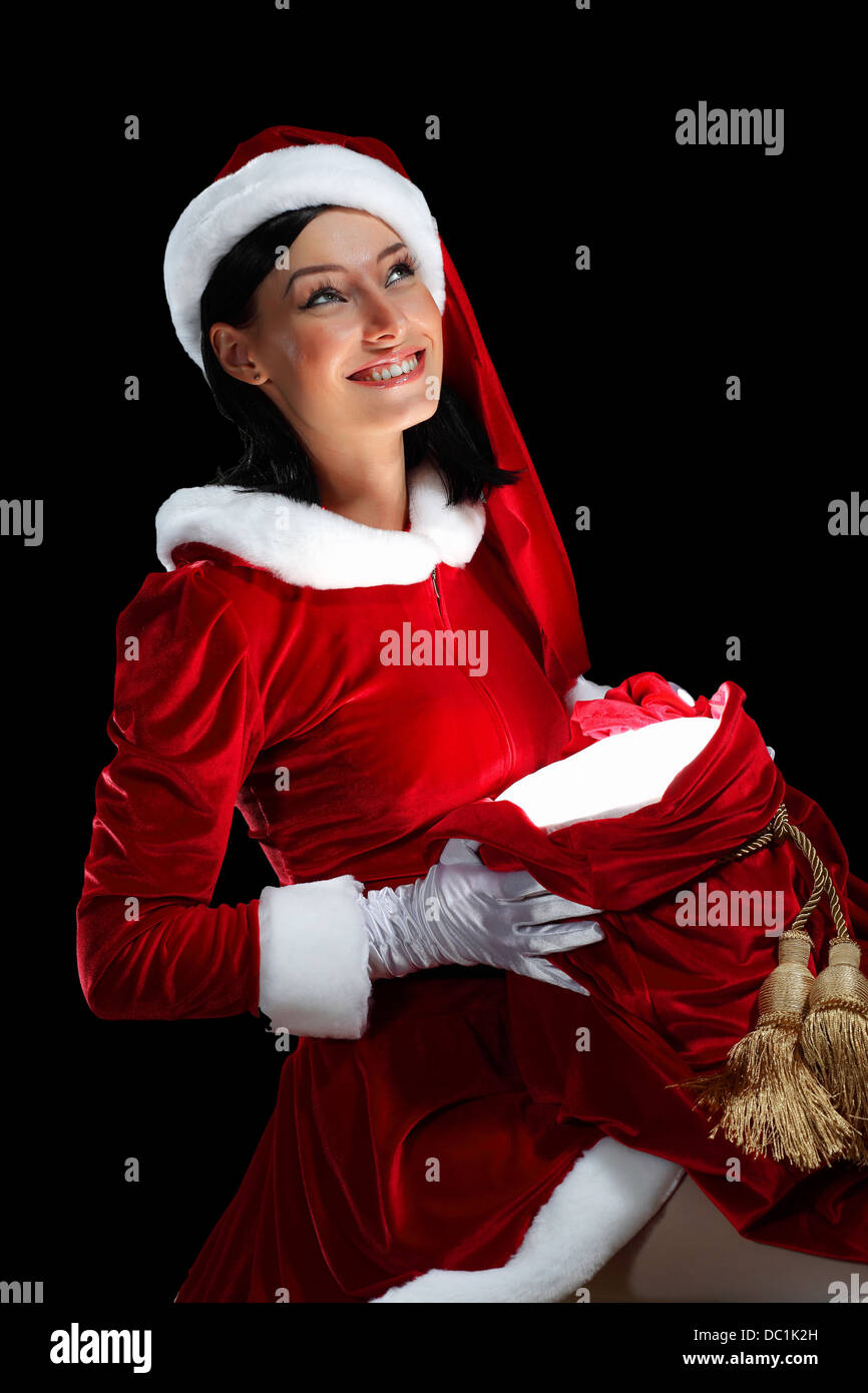 pretty santa girl Stock Photo - Alamy