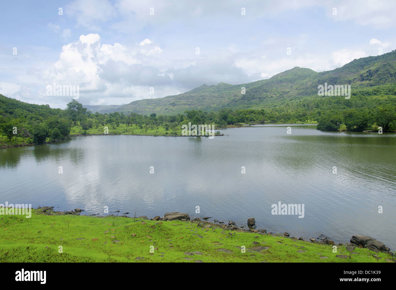 Scenic lake, Near Tamhini Ghat, Pune, Maharashtra, India Stock Photo ...