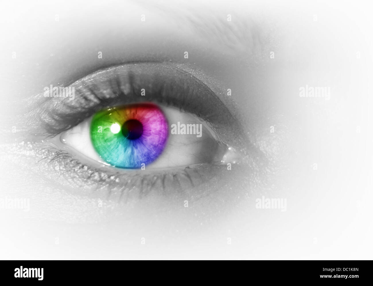 Human eye on grey background Stock Photo - Alamy