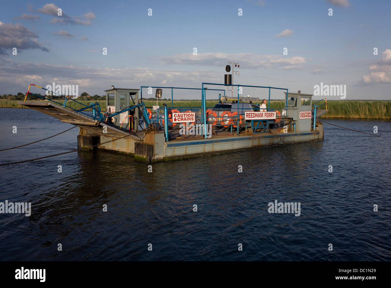 The chain ferry crossing the River Yare in Reedham on the Norfolk ...