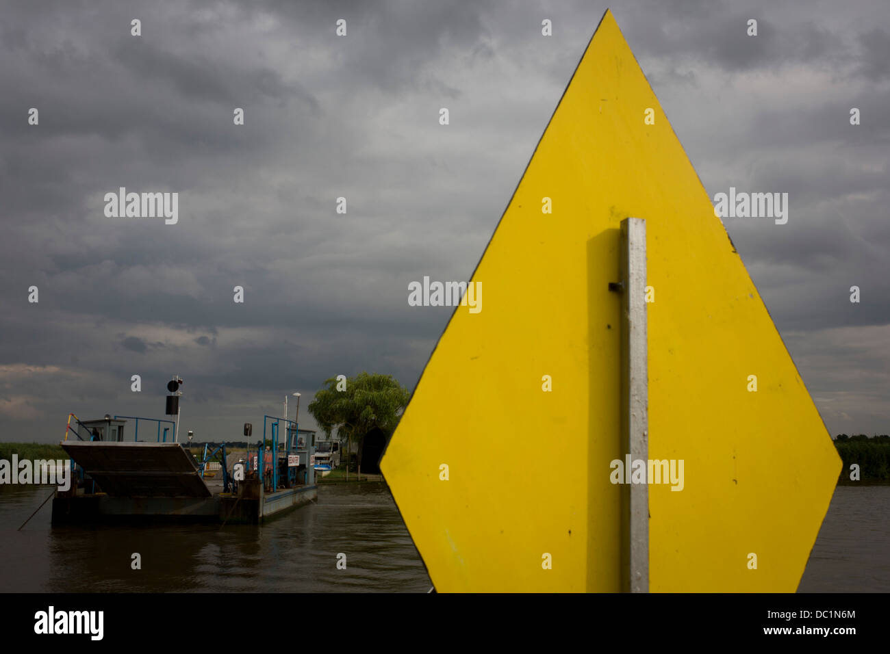 The chain ferry crossing the River Yare in Reedham on the Norfolk ...